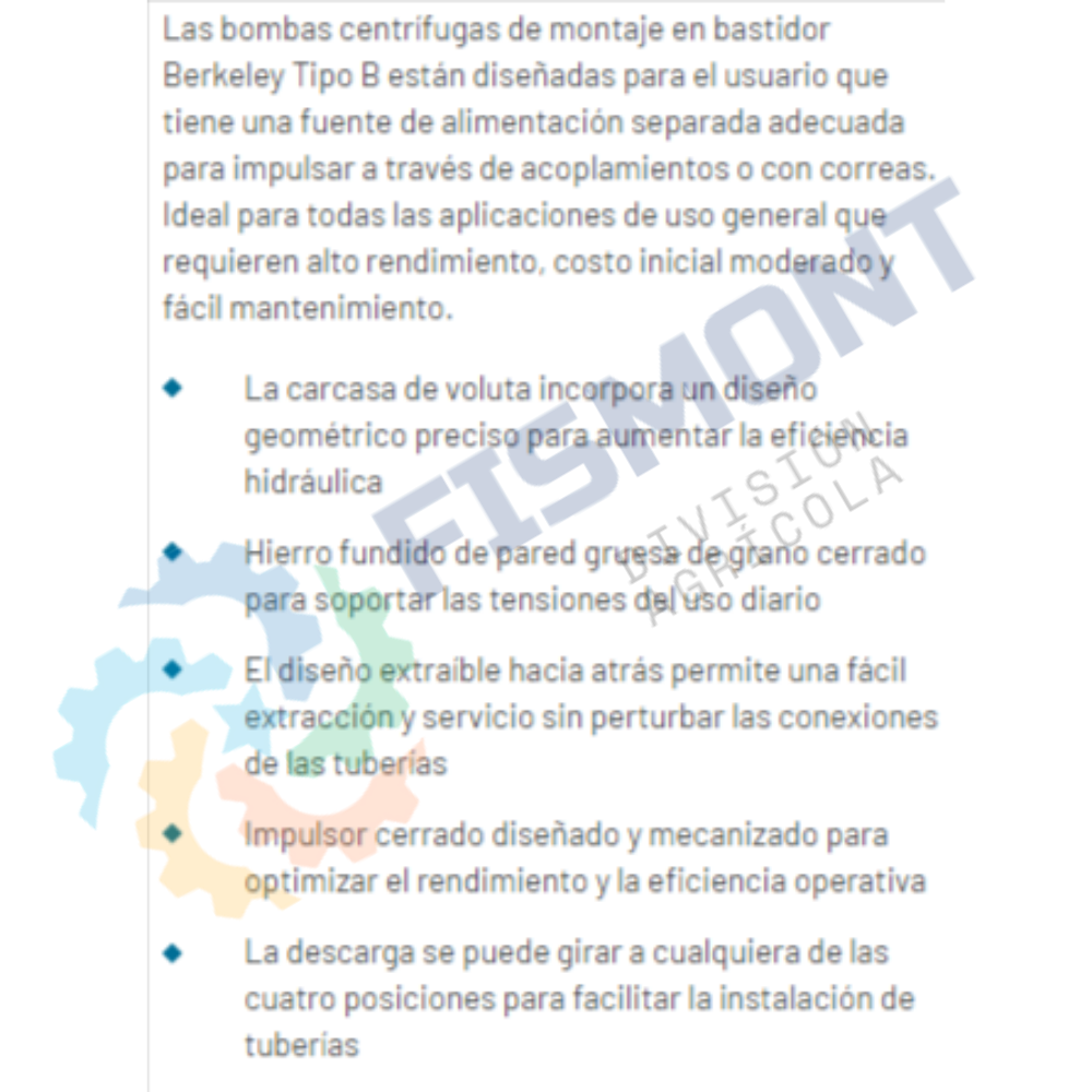 B4 ERBM BOMBA CENTRIFUGA DE MONTAJE EN BASTIDOR TIPO B SERIE B MARCA B ...
